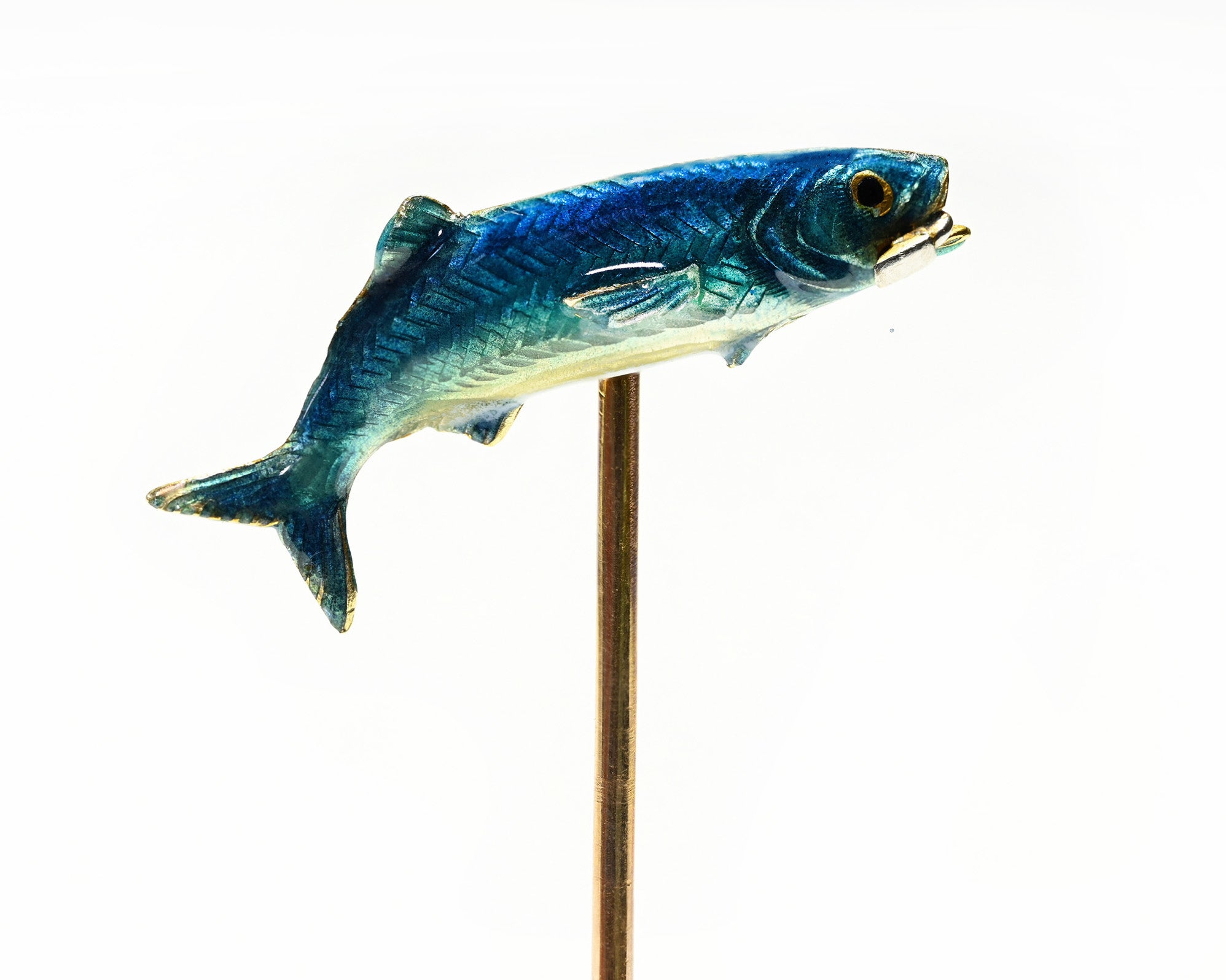 Antique Gold Enamel Fish Stick Pin