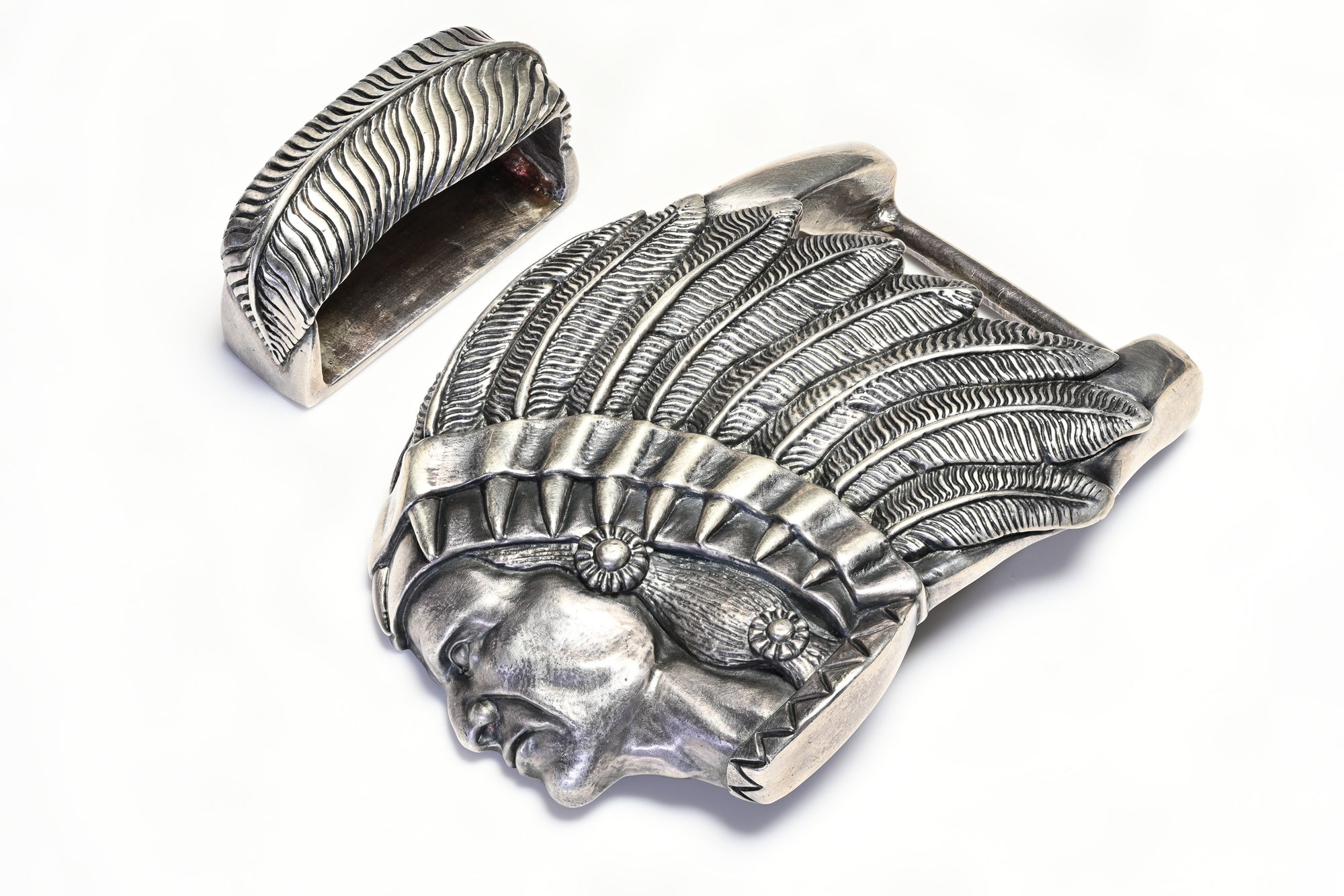 Jeff Deegan Sterling Silver Native American Belt Buckle