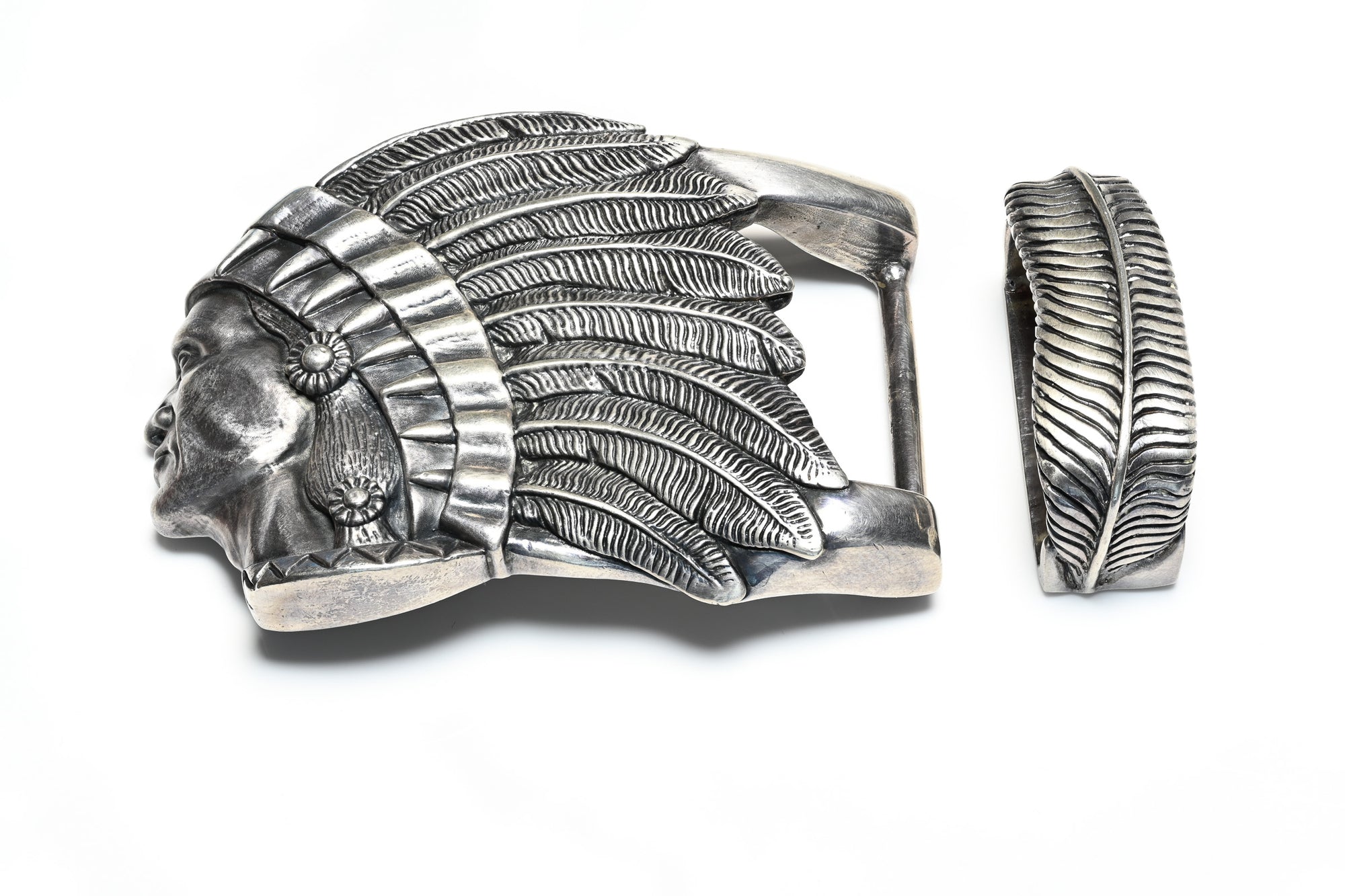 Jeff Deegan Sterling Silver Native American Belt Buckle