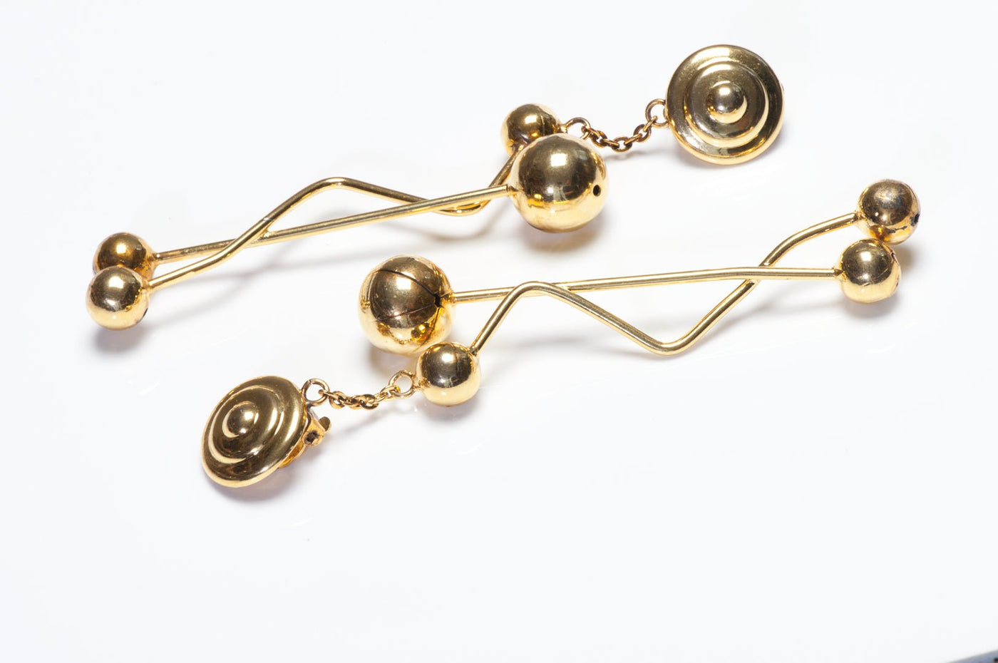 Adrenaline Paris Gold Plated Geometric Shoulder Dusters Earrings