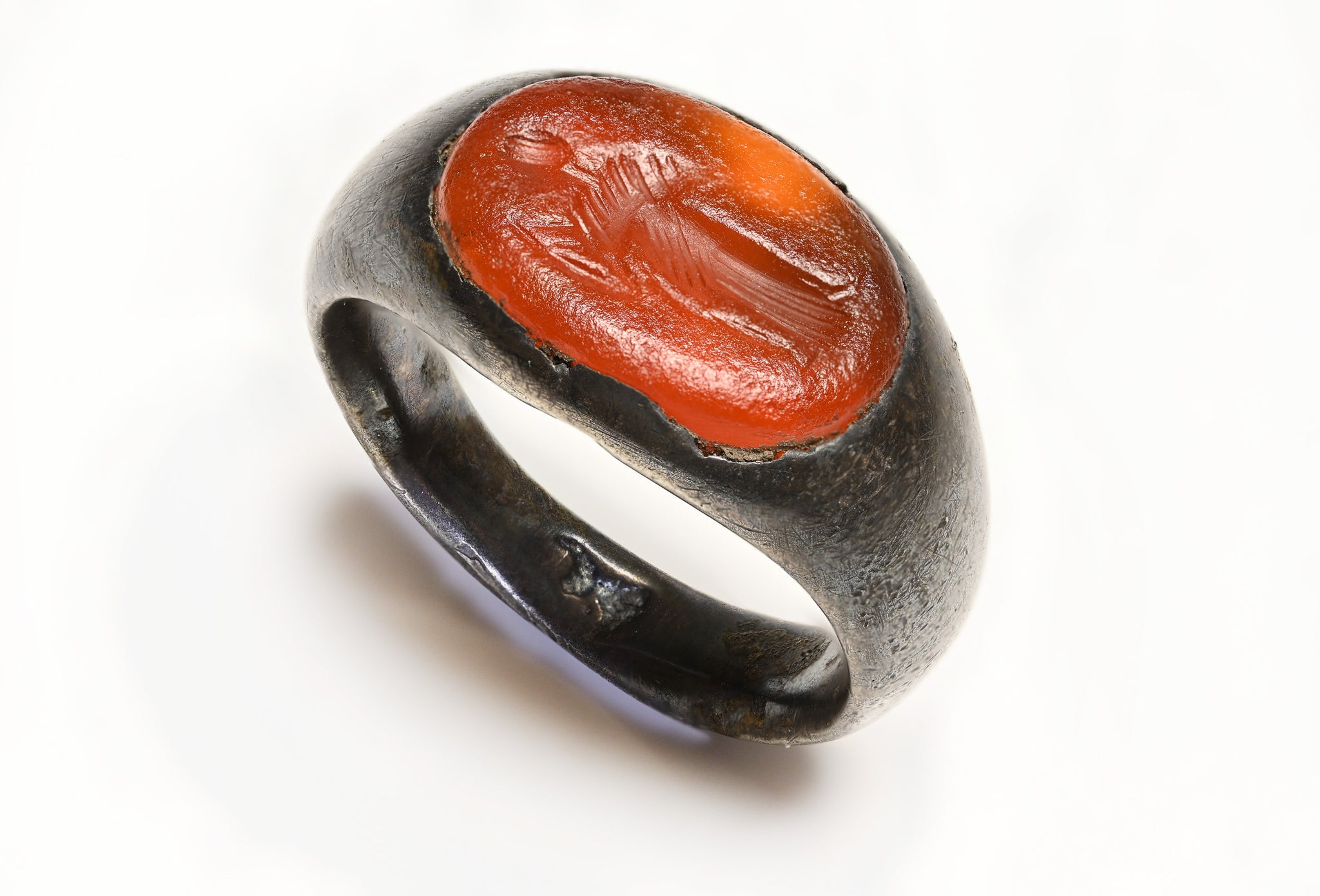 Ancient Roman Silver Carnelian Intaglio Ring