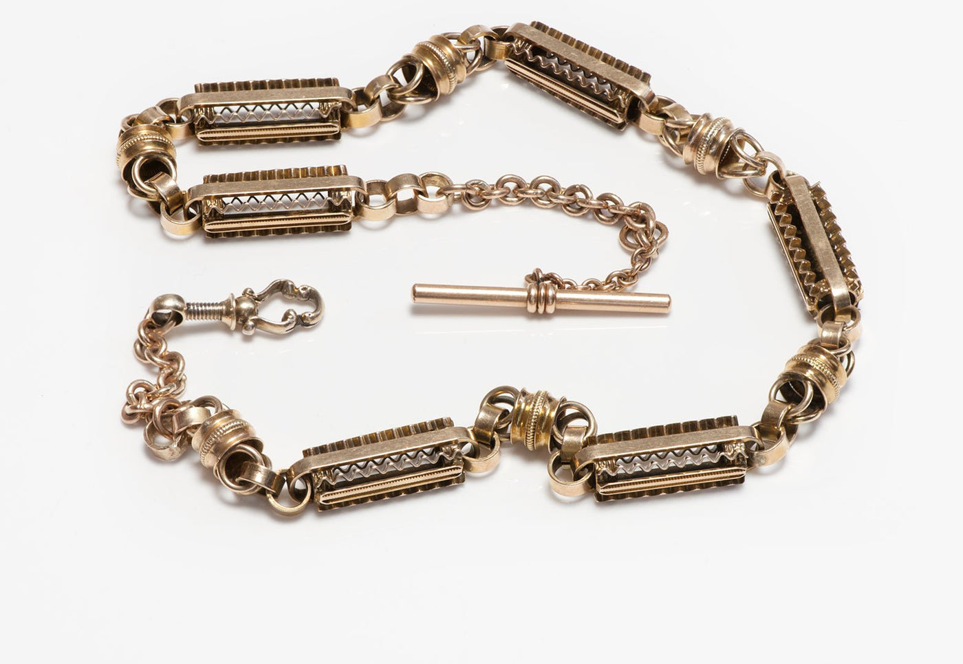 Antique 14K Yellow Gold Fancy Link Pocket Watch Chain