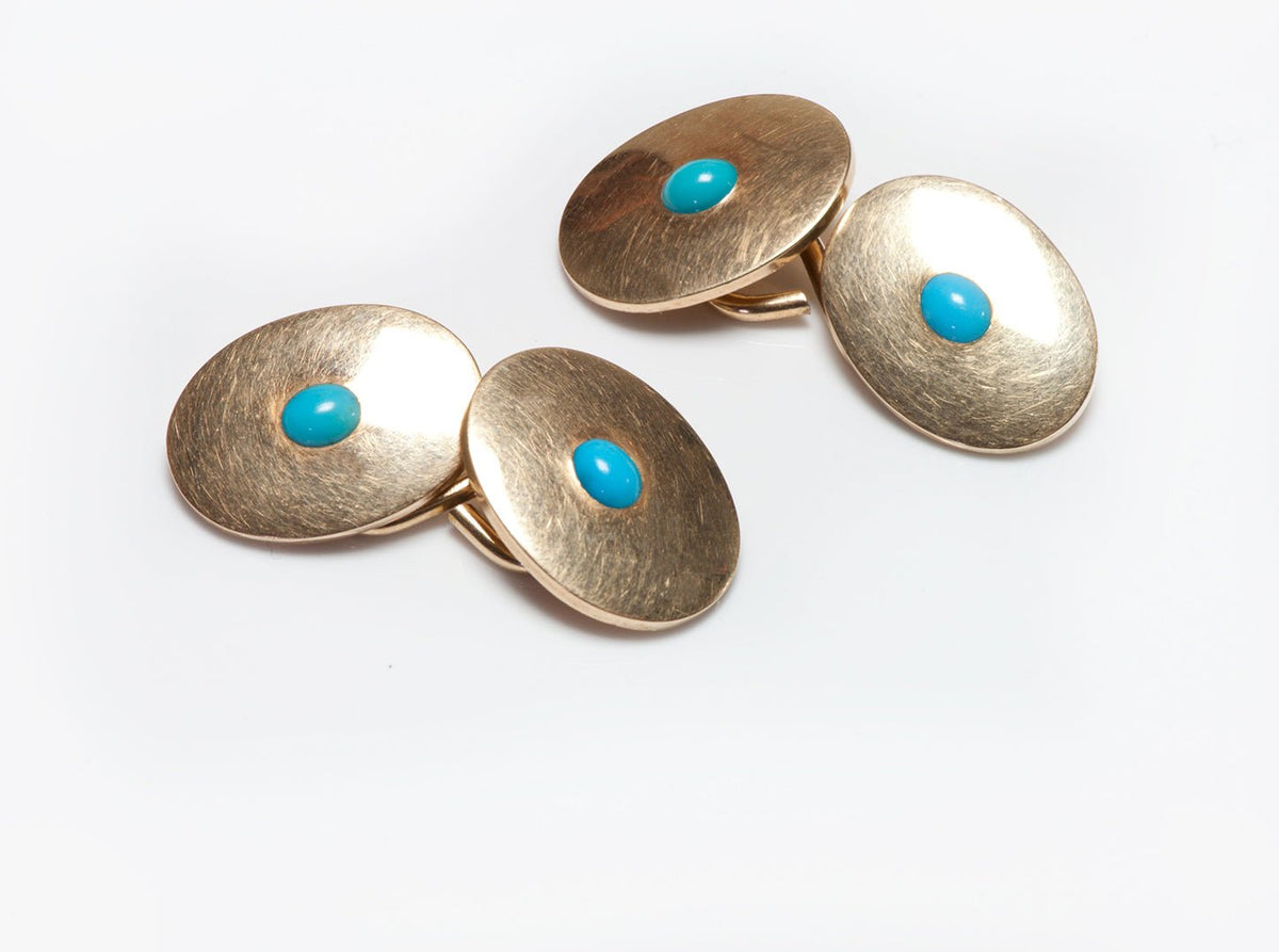 Antique 1880's Gold Turquoise Cufflinks