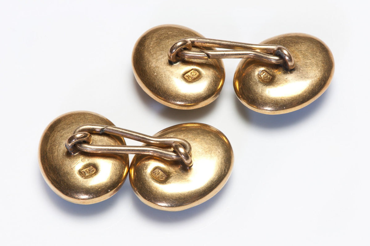 Antique 18K Gold Reverse Crystal Horse Jockey Cufflinks