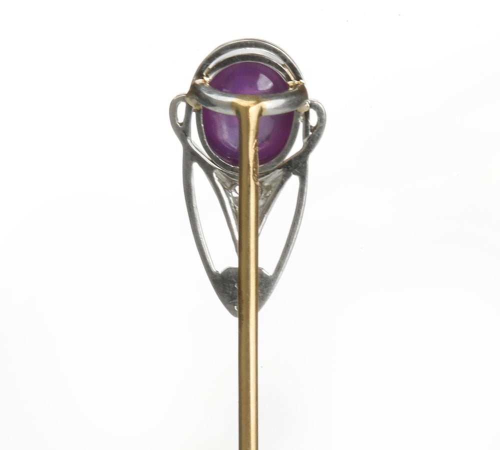Antique Bressler & Co. Platinum Gold Star Sapphire Diamond Stick Pin