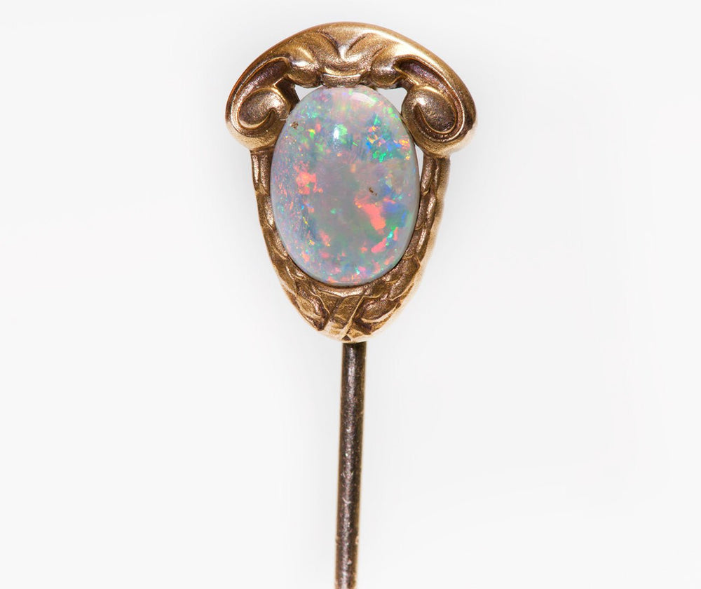 Antique Bressler & Co. Yellow Gold Opal Stick Pin