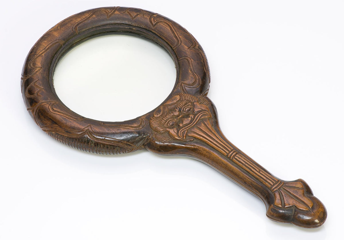 Antique Chinese Carved Wood Magnifier