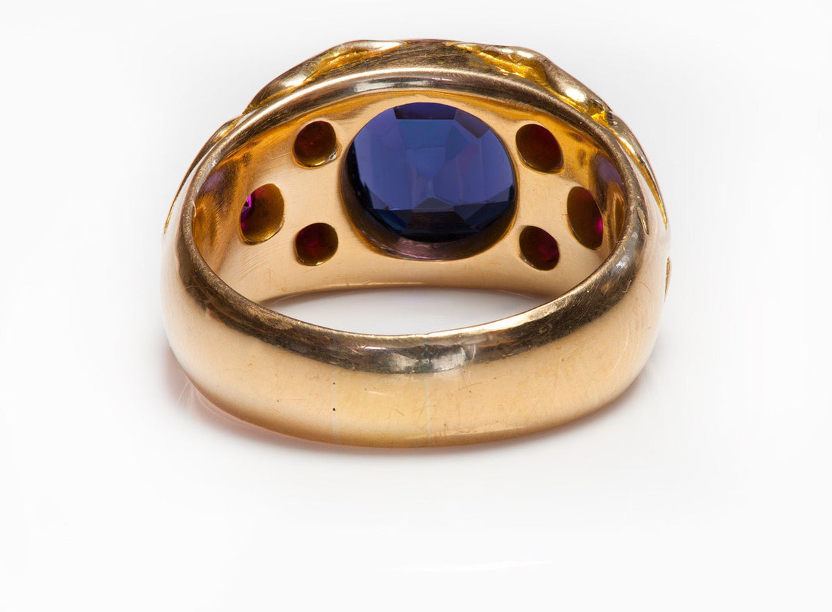 Antique Color-Change Spinel Red Spinel 18K Gold Gemstone Ring