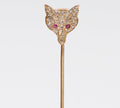 Antique Diamond Ruby Gold Fox Stick Pin