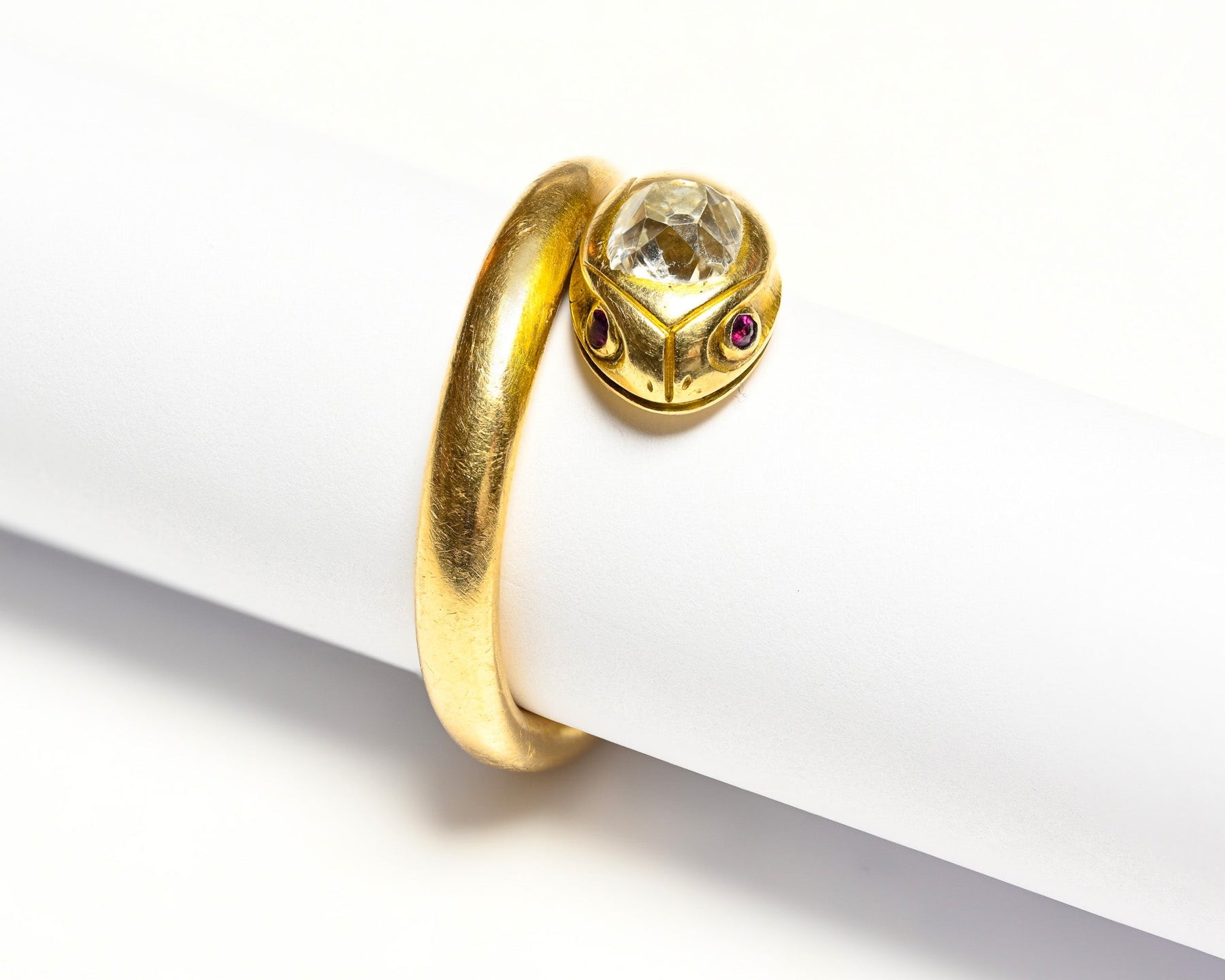 Antique French 18K Gold Mine Cut Diamond Snake Men's Ring