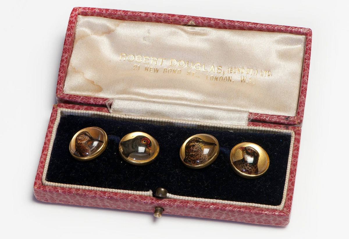 Antique French 18K Gold Reverse Crystal Cufflinks