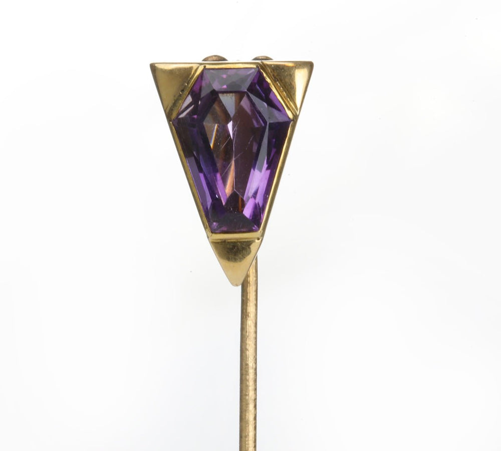 Antique Gold Amethyst Stick Pin