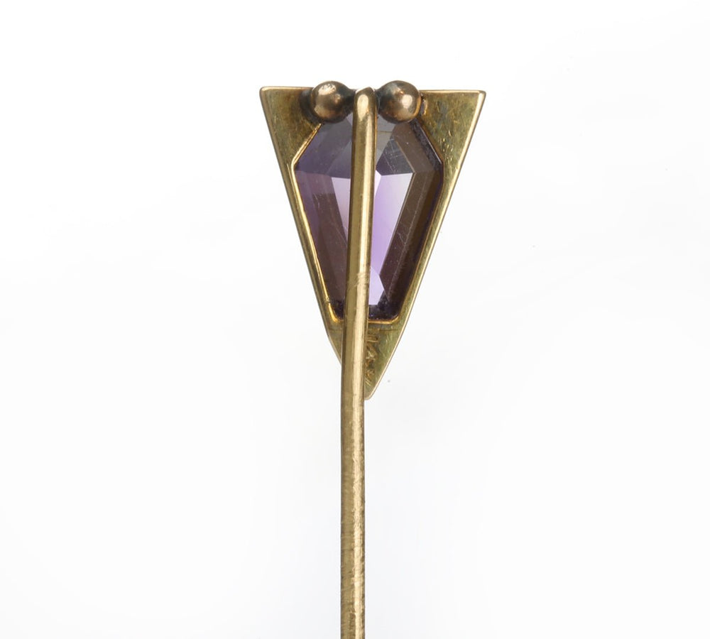 Antique Gold Amethyst Stick Pin