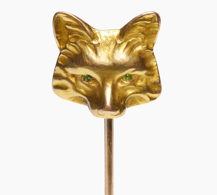 Antique Gold Demantoid Fox Stick Pin