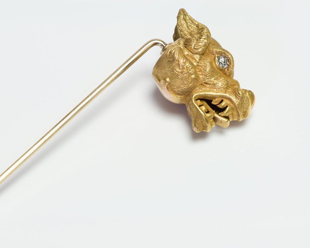 Antique Gold & Diamond Mythological Dragon Griffin Stick Pin