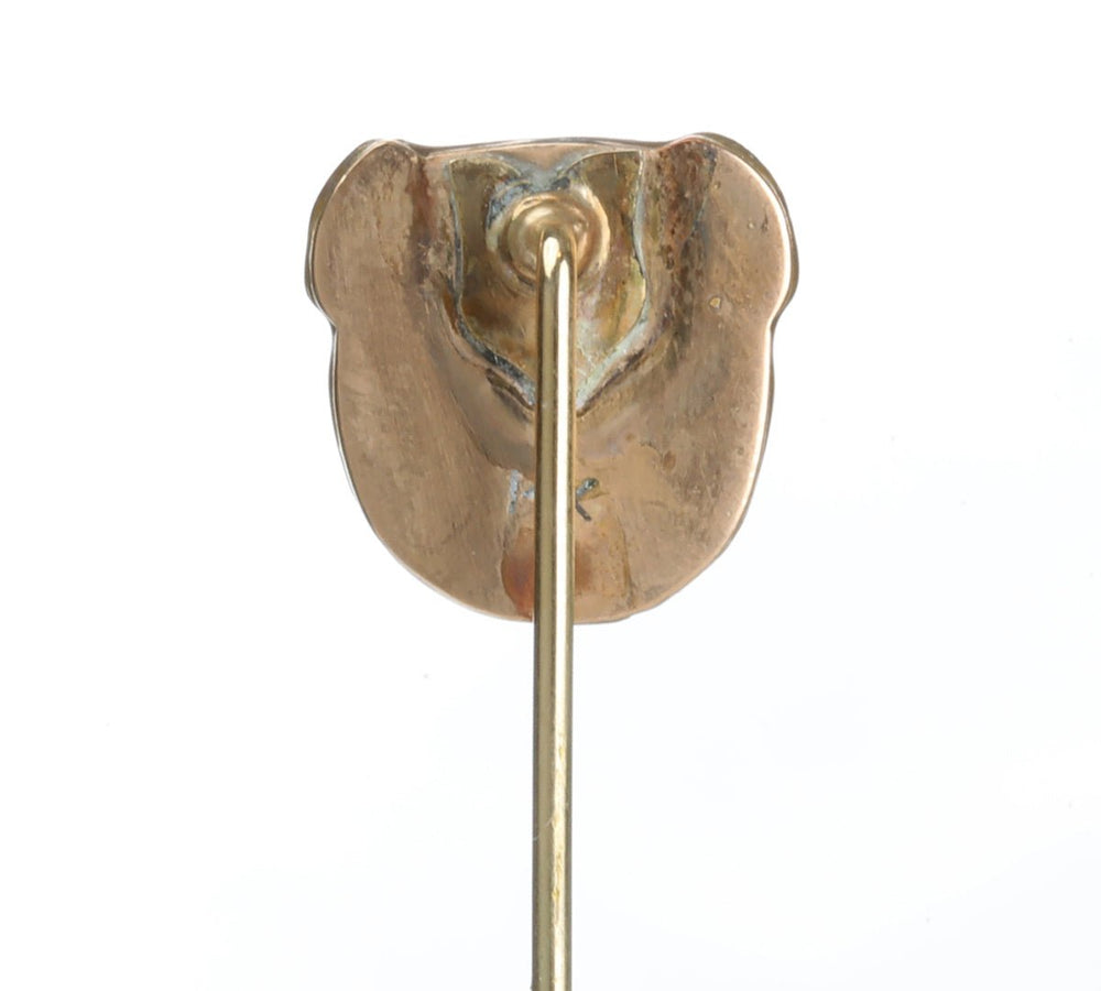 Antique Gold Enamel Ruby Bulldog Stick Pin