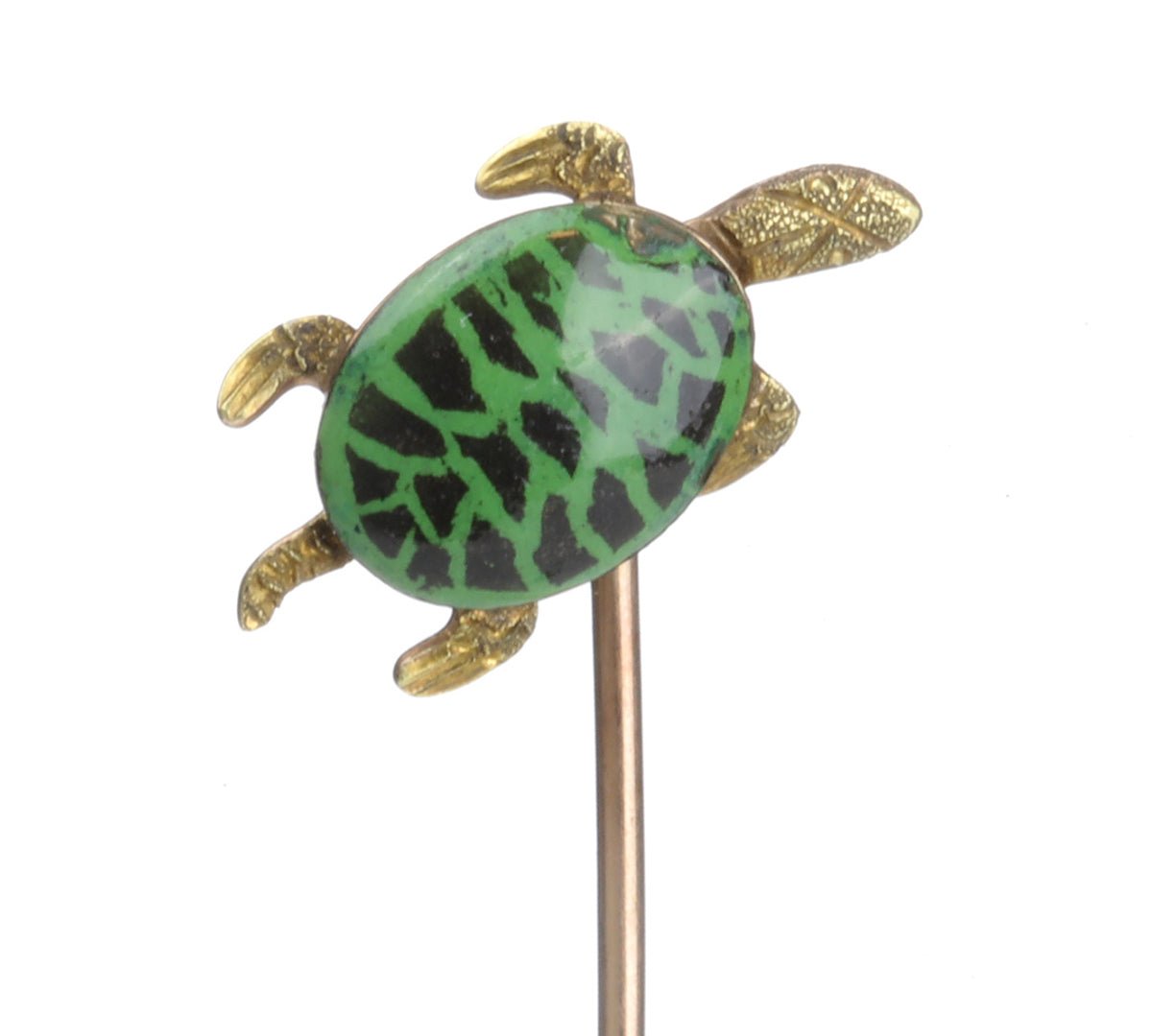 Antique Gold Enamel Turtle Stick Pin