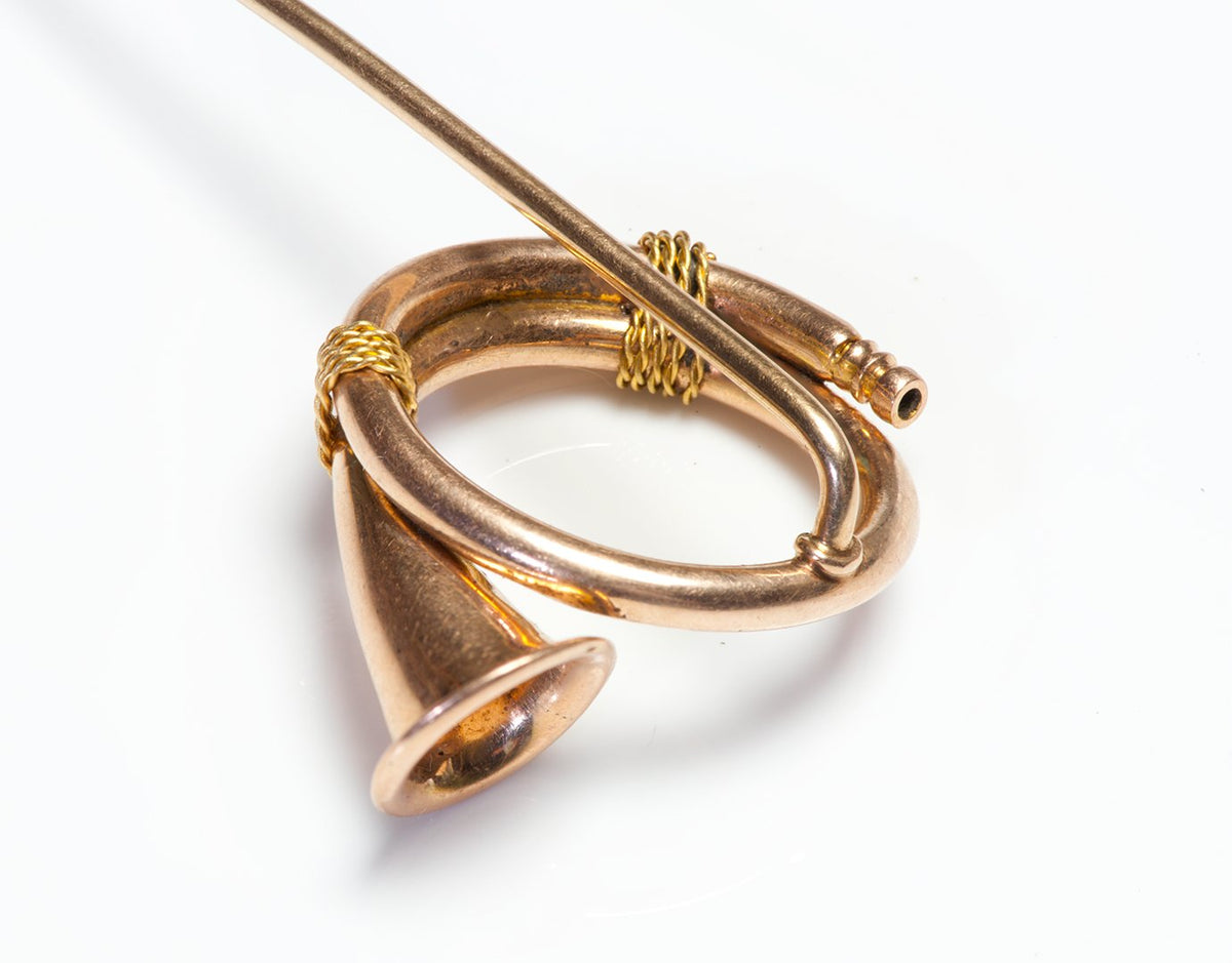 Antique Gold French Horn Musical Instrument Stick Pin