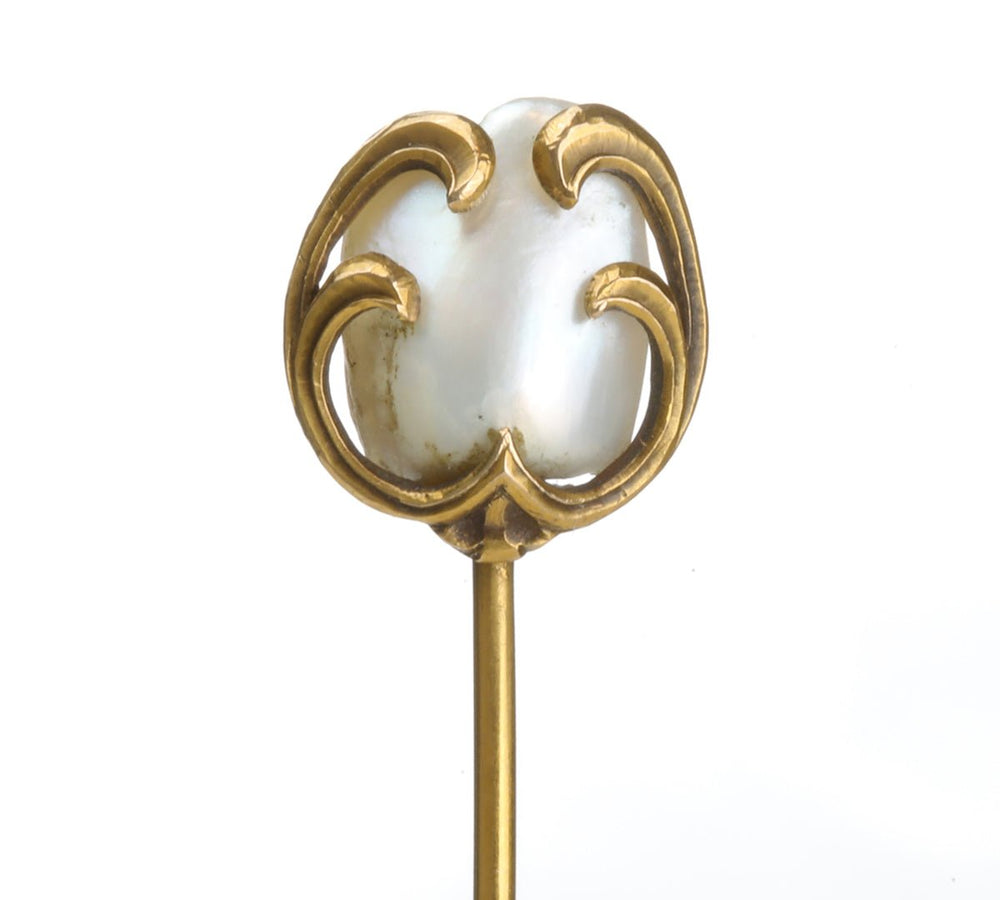 Antique Gold Freshwater Pearl Stick Pin