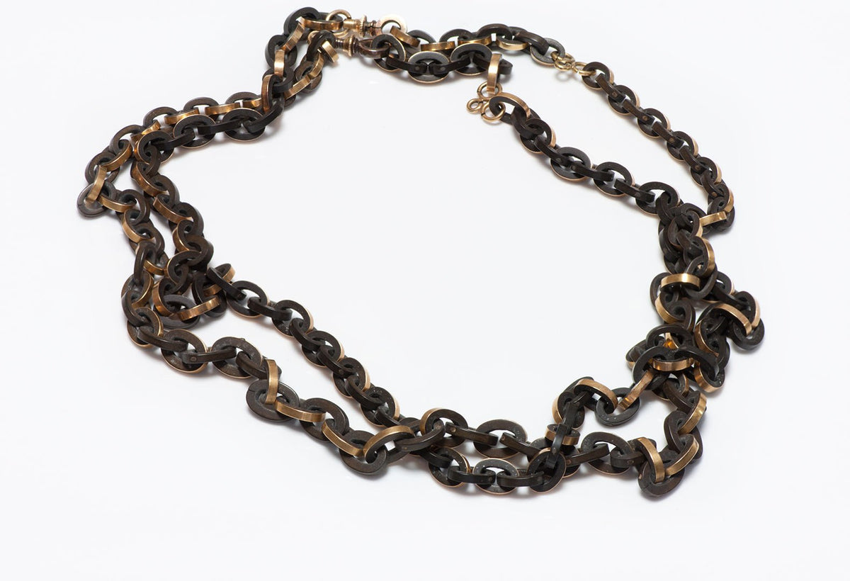 Antique Gold Gutta Percha Chain Link Necklace