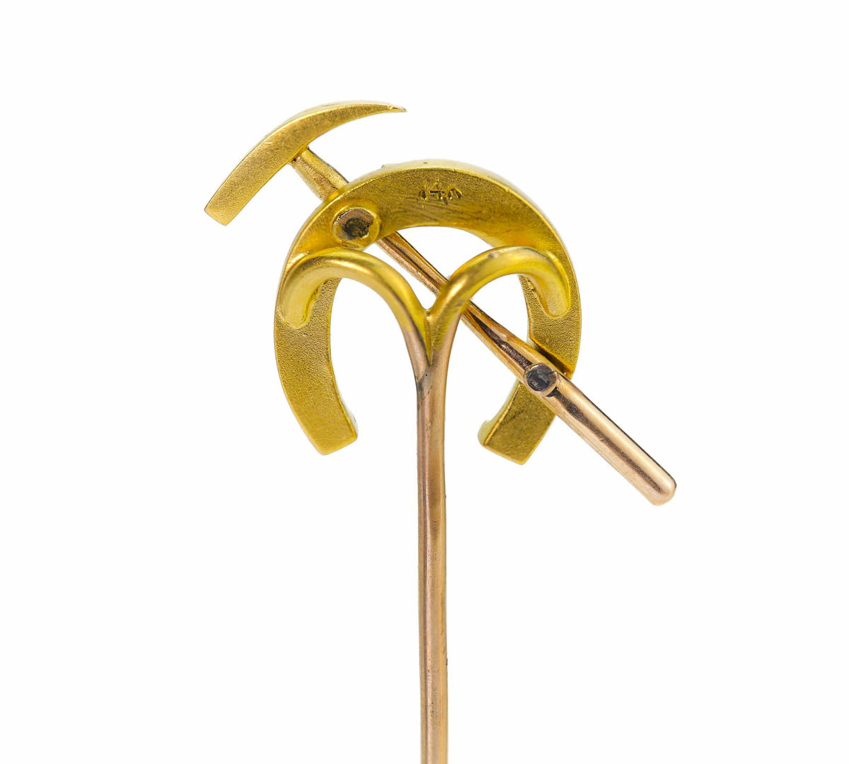 Antique Gold Horseshoe Hammer Stick Pin