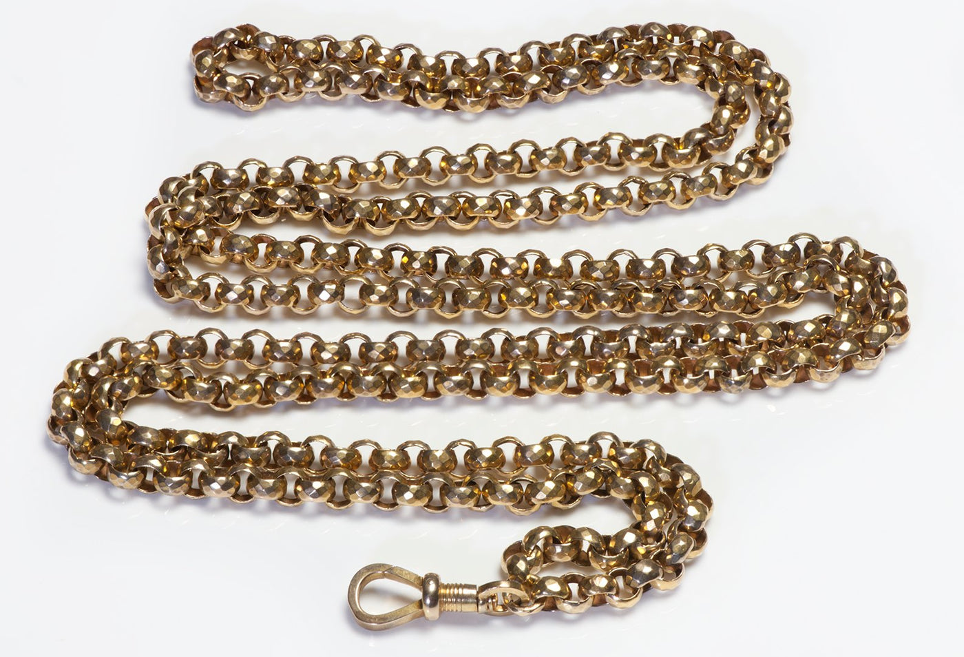 Antique Gold Long Faceted Chain