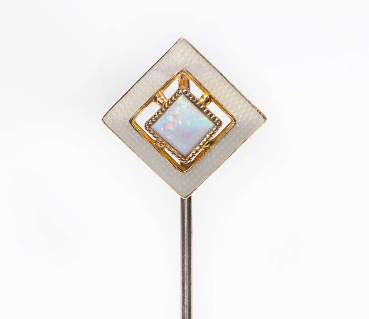 Antique Gold Opal Enamel Stick Pin