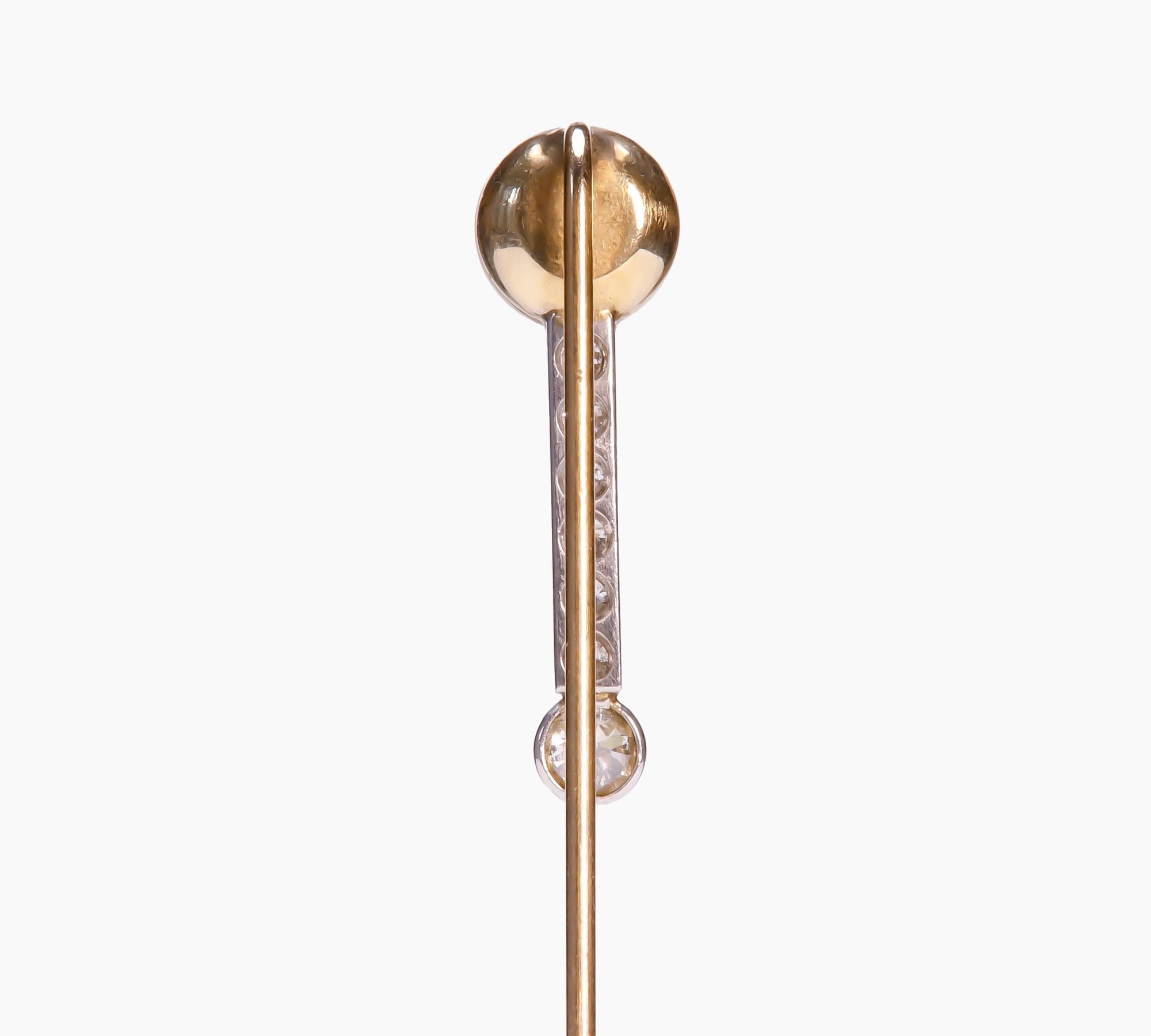 Antique Gold Pearl Diamond Stick Pin