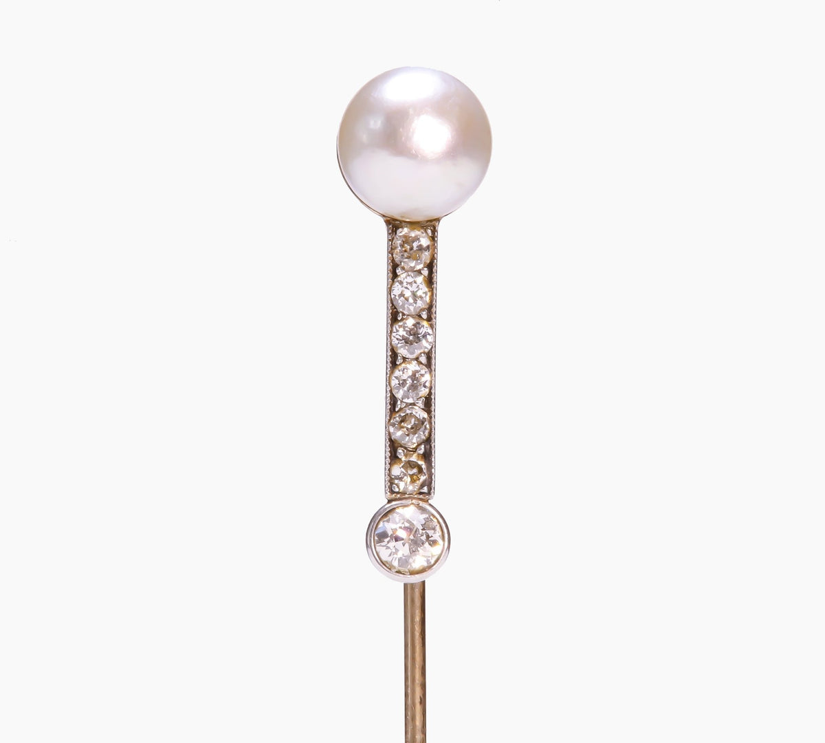 Antique Gold Pearl Diamond Stick Pin
