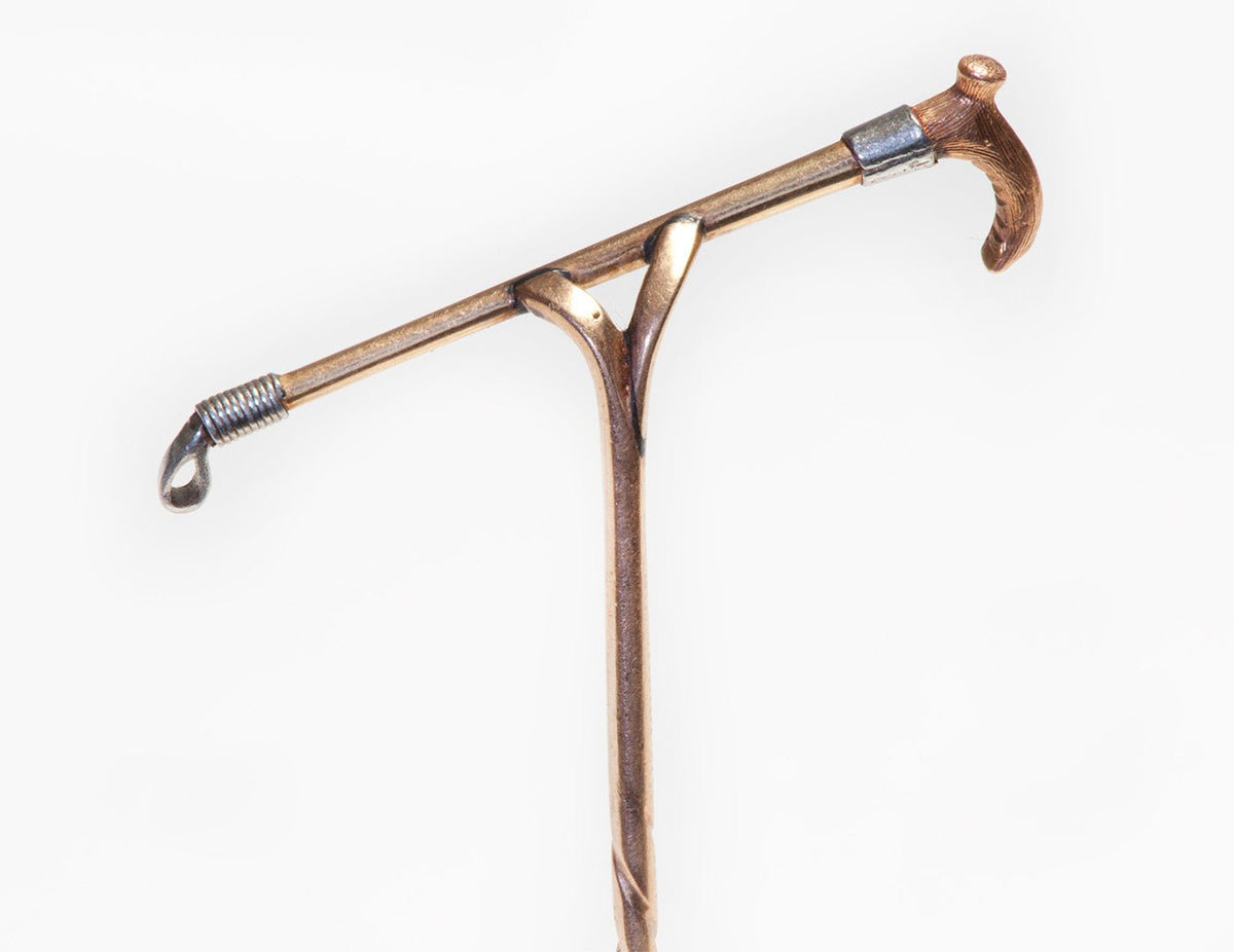 Antique Gold Platinum Riding Crop Stick Pin