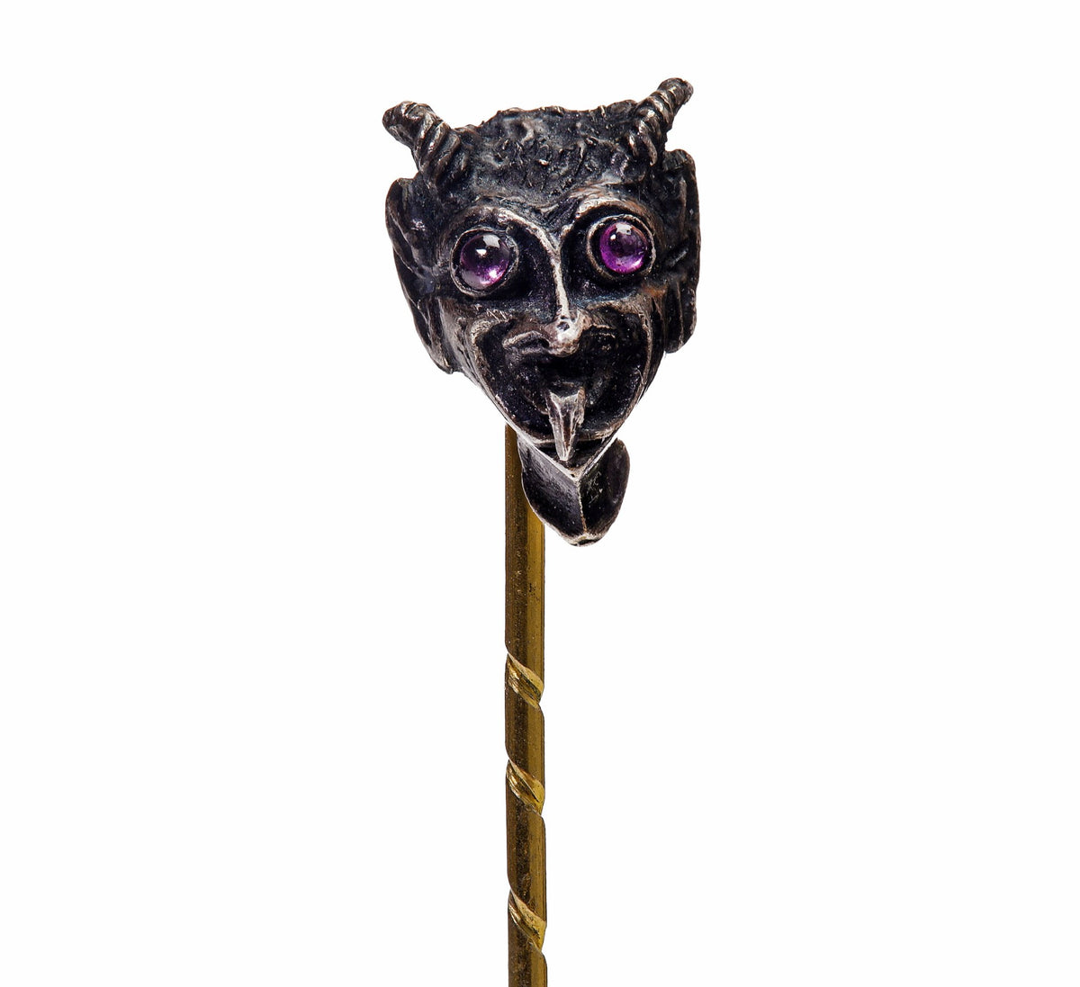 Antique Gold Silver Amethyst Devil Stick Pin