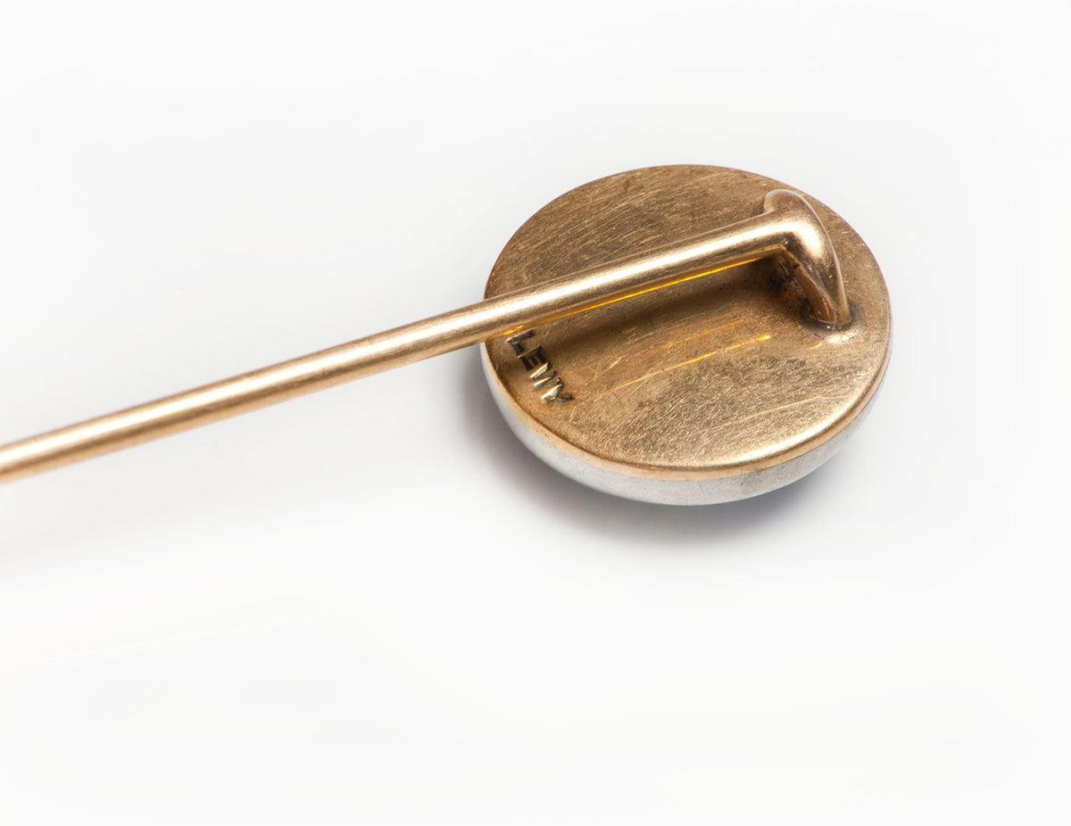 Antique Lewy Brothers Company Reversed Crystal Dog Gold Stick Pin