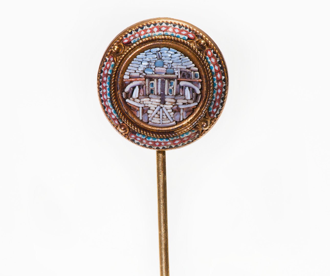 Antique Micro Mosaic Gold Stick Pin