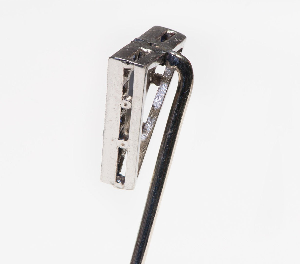 Antique Platinum Sapphire Triangle Stick Pin