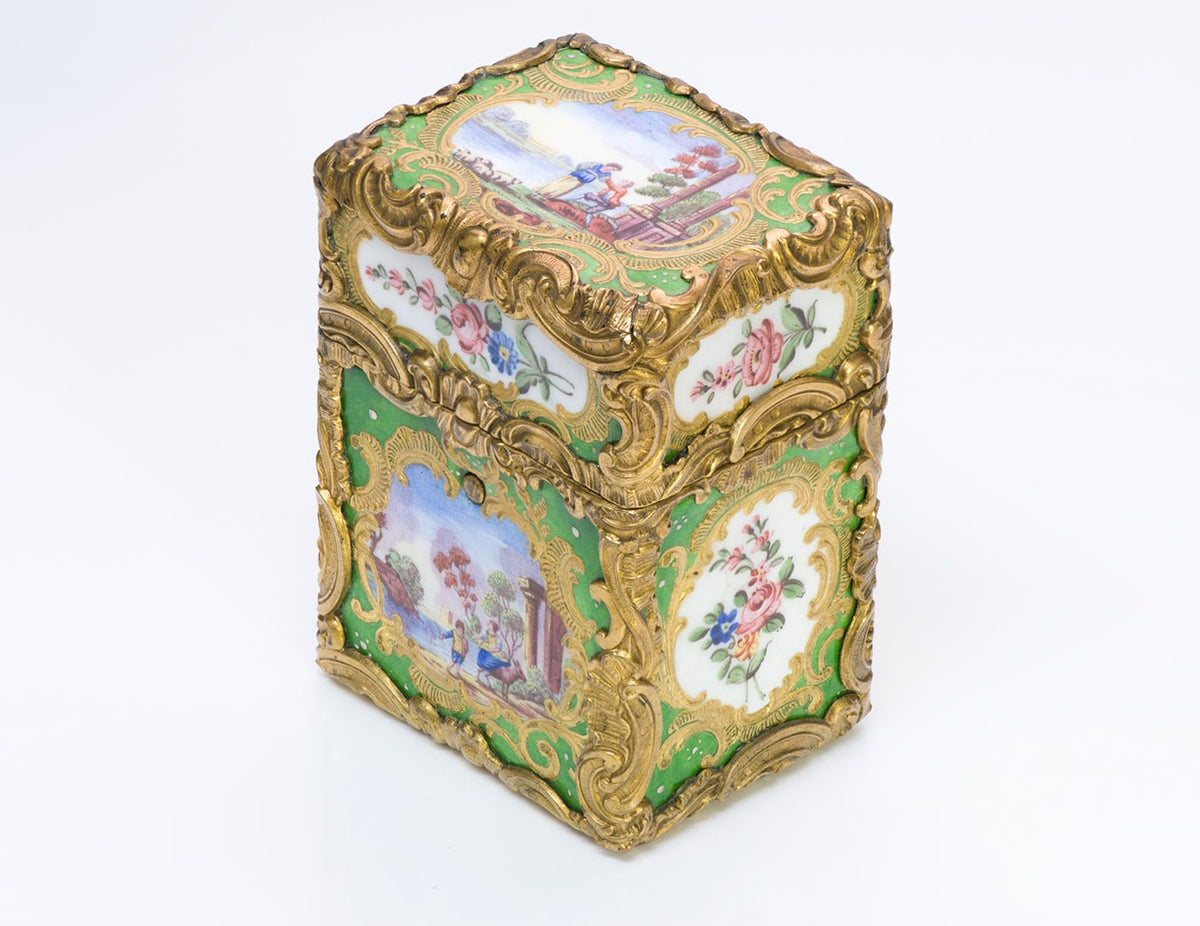 Antique Rococo Bronze Porcelain Perfume Container