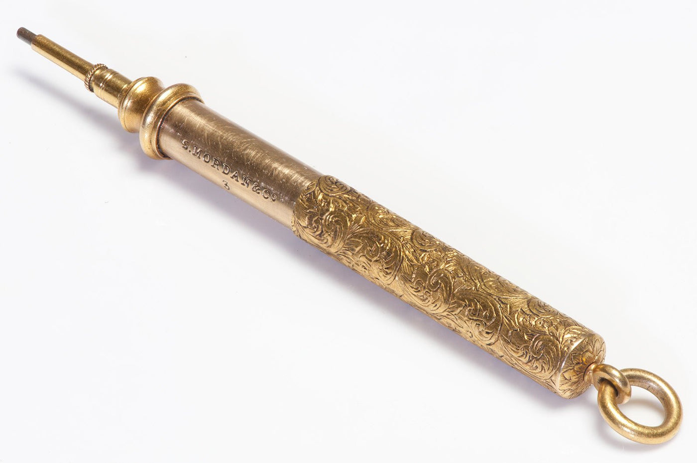 Antique Sampson Mordan & Co. Engraved Gold Pencil