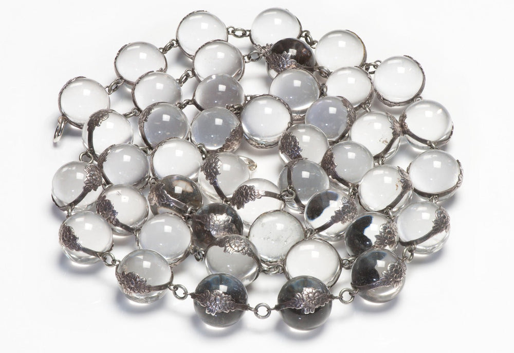 Antique Silver Rock Crystal Long Pools of Light Necklace