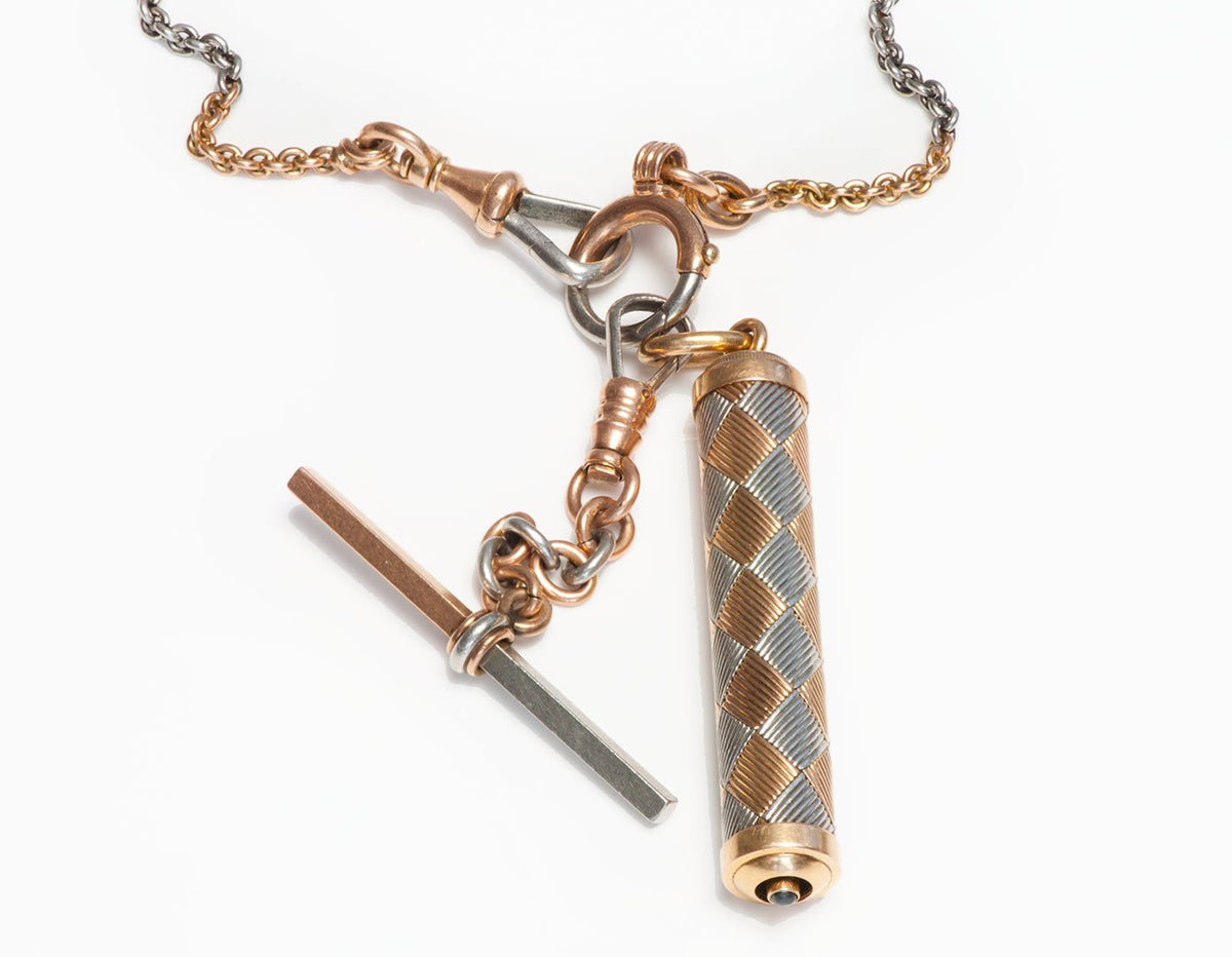 Antique Tiffany & Co. Platinum Gold Pencil Chain Pendant