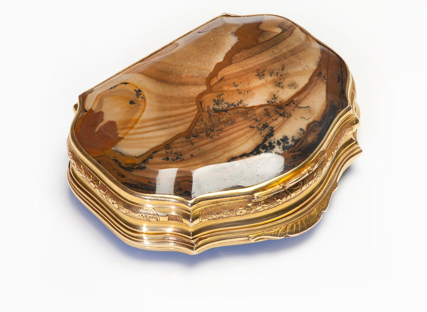 Antique Victorian Gold Agate Snuff Box