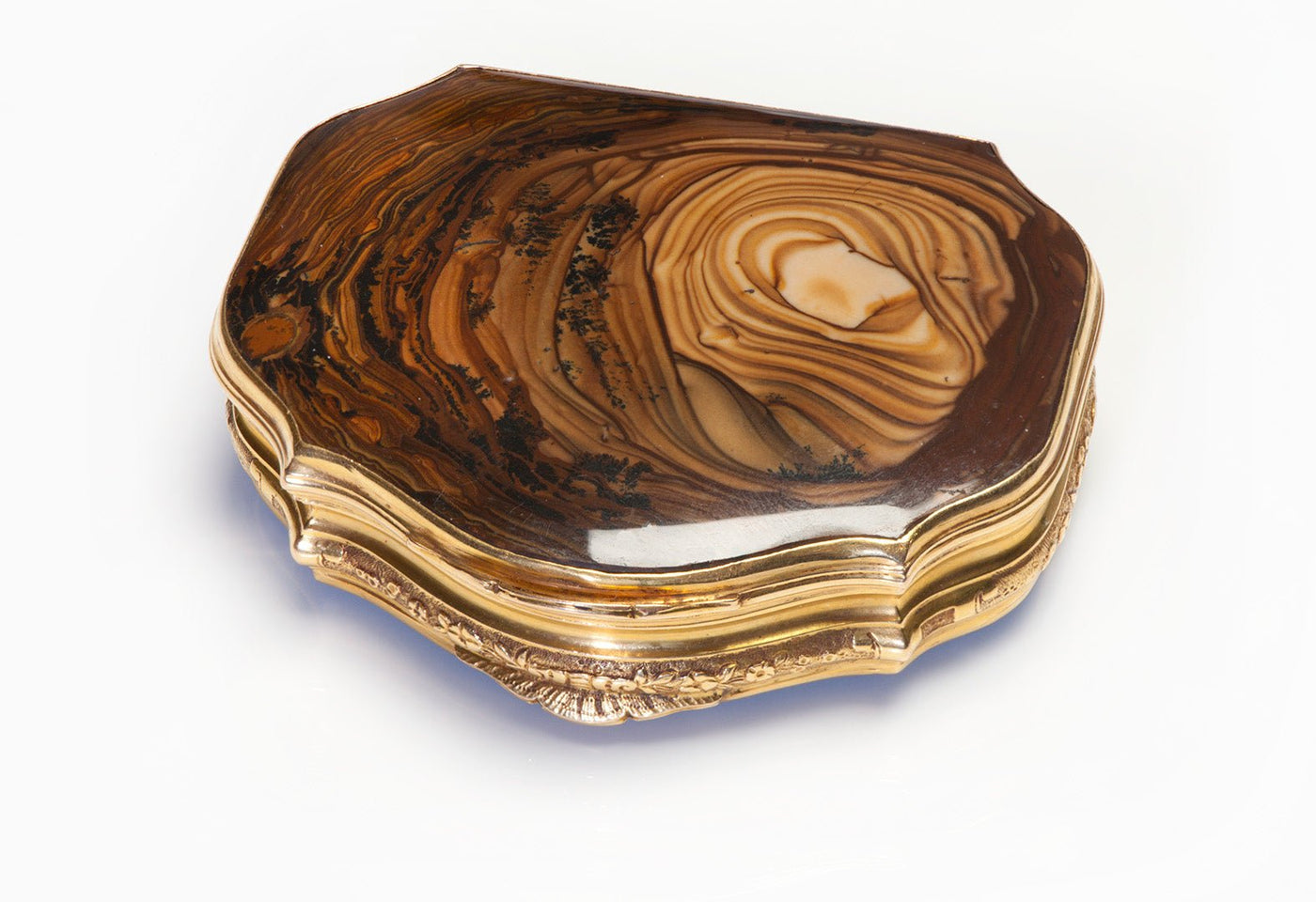 Antique Victorian Gold Agate Snuff Box