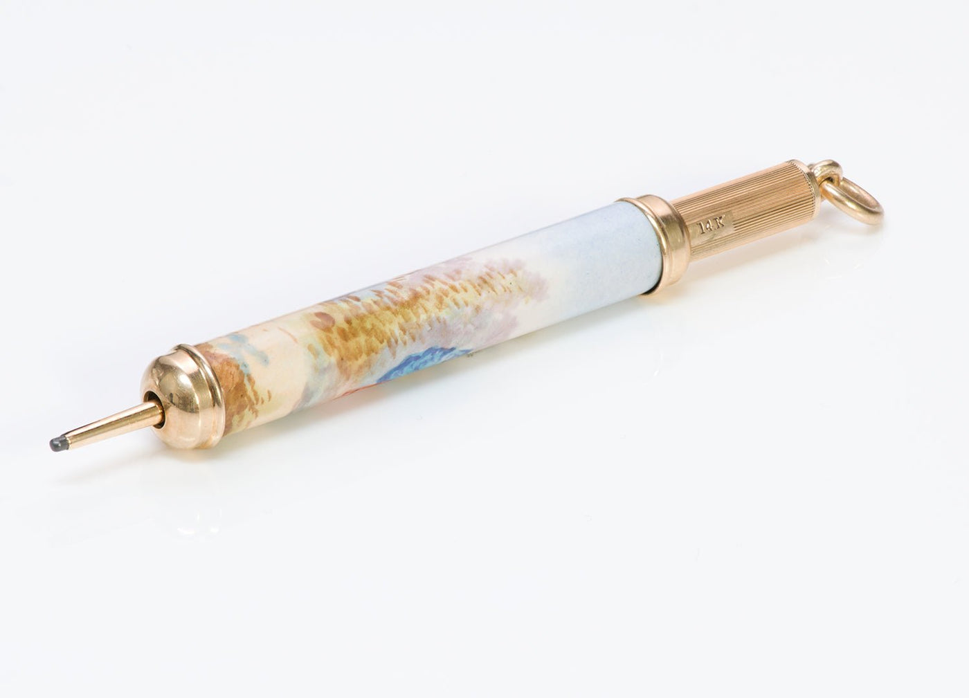 Antique Victorian Gold Enamel Mechanical Telescopic Pencil