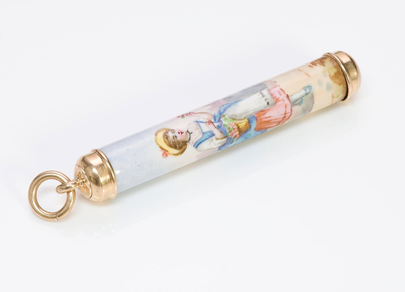 Antique Victorian Gold Enamel Mechanical Telescopic Pencil