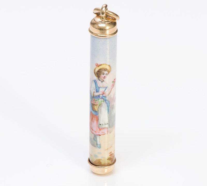 Antique Victorian Gold Enamel Mechanical Telescopic Pencil