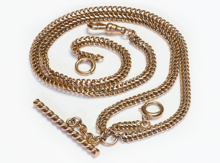 Antique Yellow Gold Watch Fob Chain and Bar