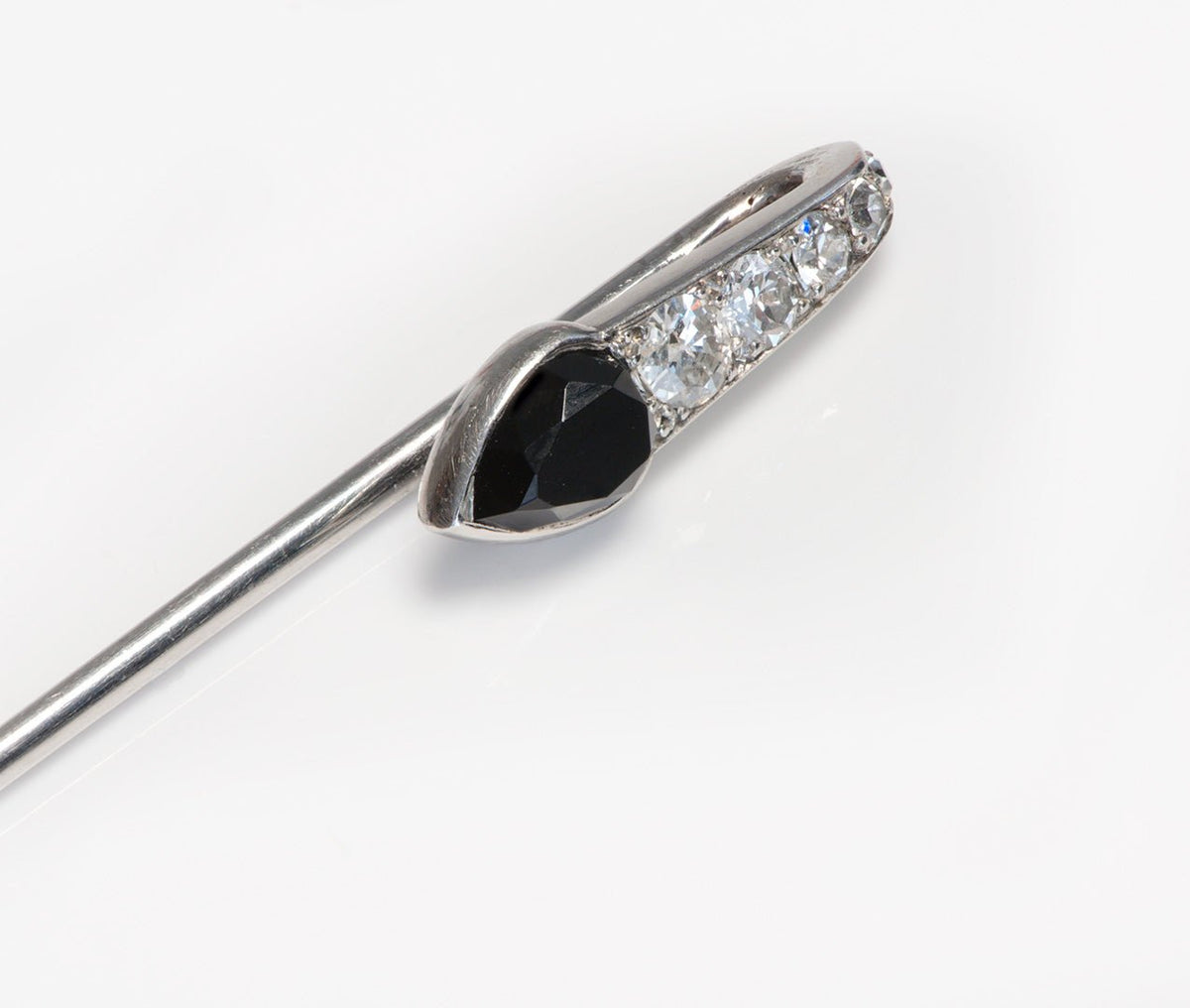 Art Deco Cartier Platinum Diamond Onyx Stick Pin