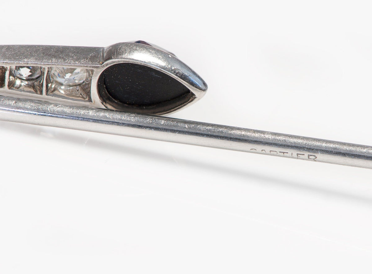 Art Deco Cartier Platinum Diamond Onyx Stick Pin
