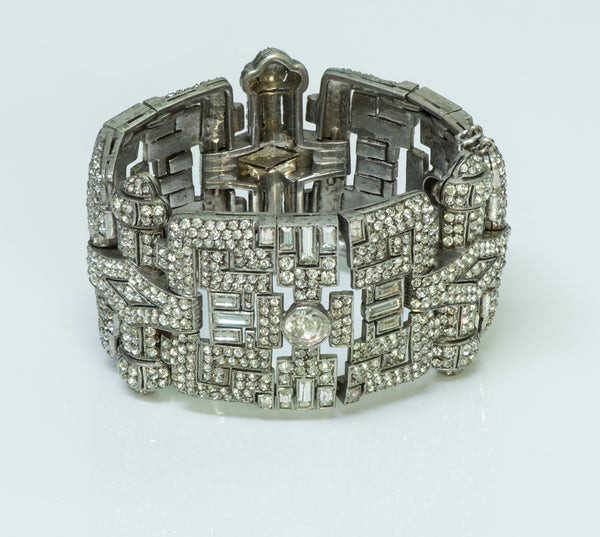 Art Deco Wide Silver Paste Bracelet