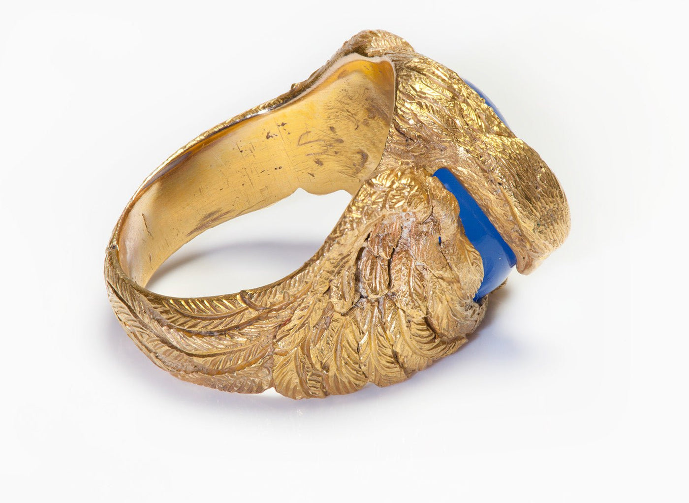 Blue Chalcedony Gold Men's Condor Bird Ring