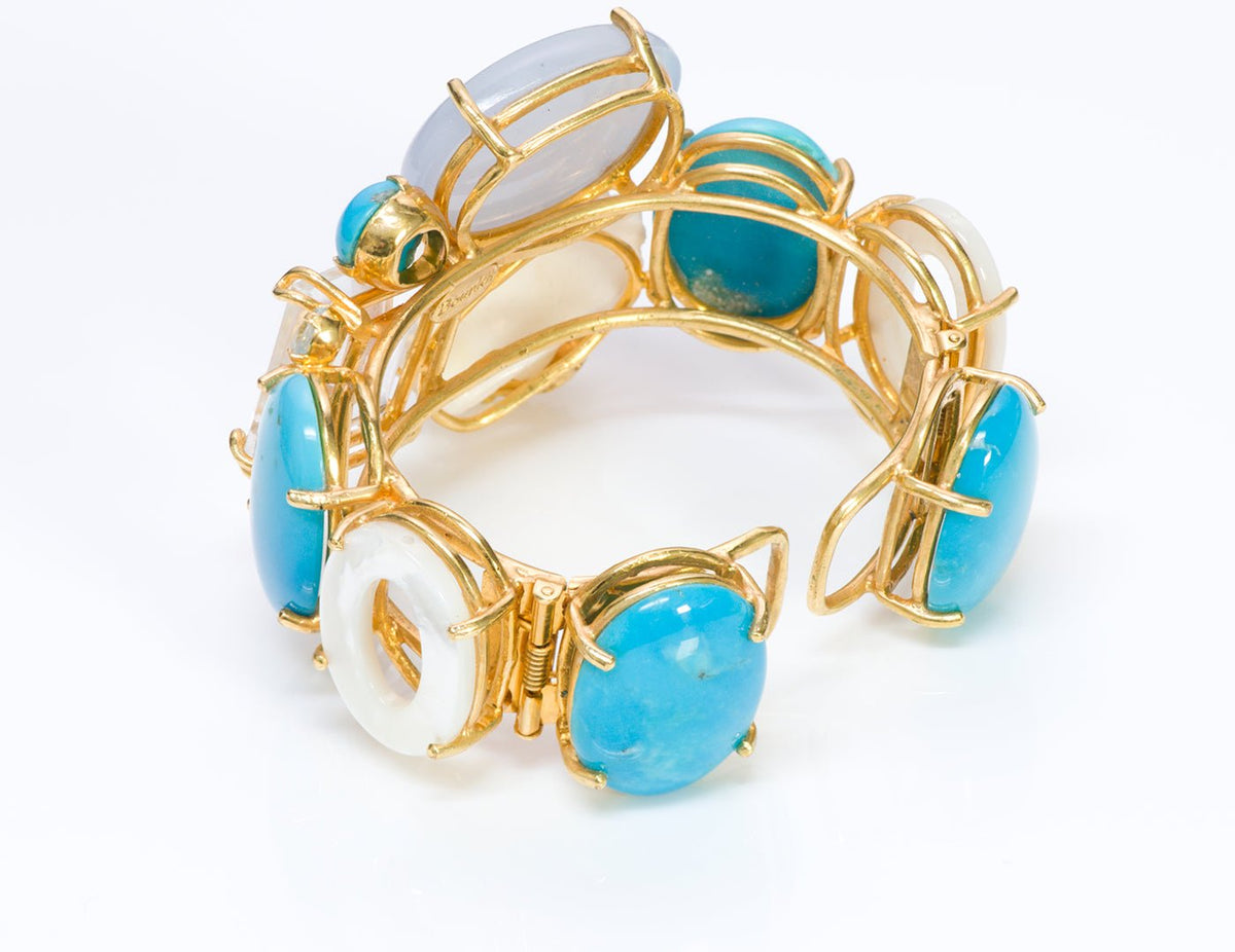 Bounkit Turquoise Mother of Pearl Shell Cuff Bracelet