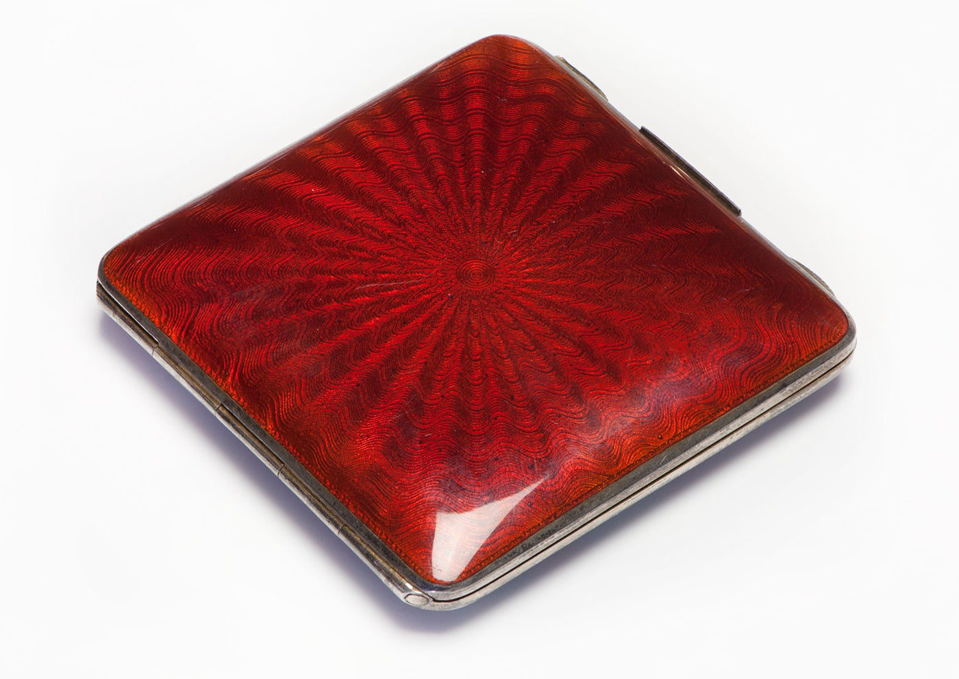 Bruder Frank Renaissance Revival Silver Guilloche Enamel Compact